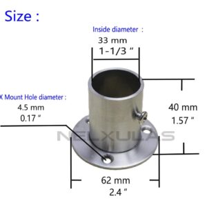 NELXULAS Stainless Steel Closet Rod Flange Holder for Pipe (AD2)