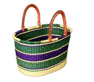 medium ghana bolga basket | picnic- magazines| oval shopping bags meduim: 15-17" across - colors vary)