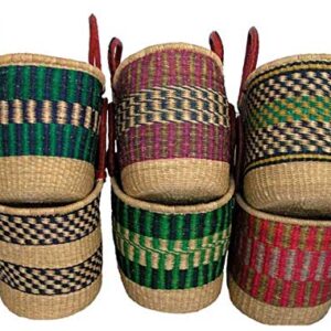 Medium Ghana Bolga Basket | Picnic- Magazines| Oval Shopping Bags Meduim: 15-17" Across - Colors Vary)