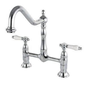 kingston brass ks1171bpl bel-air bridge kitchen faucet, 8-3/4" in spout reach, polished chrome