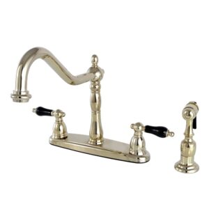 kingston brass kb1752pklbs duchess 8 inch centerset kitchen faucet with brass sprayer, 8-5/8 inch in spout reach, polished brass