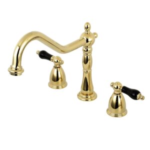 kingston brass kb1792pklls duchess 8 inch to 16 inch widespread kitchen faucet less sprayer, 8-1/4 inch in spout reach, polished brass