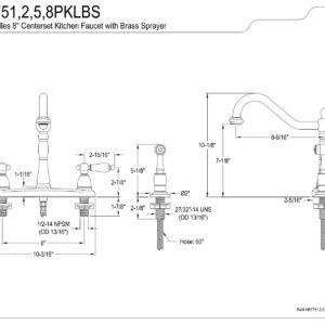 Kingston Brass KB1752PKLBS Duchess 8 inch Centerset Kitchen Faucet with Brass Sprayer, 8-5/8 inch In Spout Reach, Polished Brass