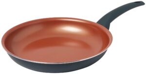 iko copper ceramic non stick fry pan dishwasher safe with soft touch handle (blue, 10 inch)