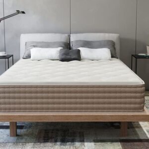 Eco Terra | Natural Latex | Luxury Hybrid Mattress | Medium Firm Mattress with Encased Coil Spring | Queen