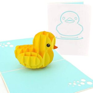 poplife yellow rubber ducky 3d pop up card for all occasions - mother's day card, duck birthday pop up, baby shower, get well soon - for mother, for daughter, for wife, for granddaughter