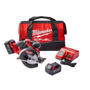 milwaukee m18 fuel 2782-22 cordless circular saw kit, 5-3/8 to 5-7/8 in blade, 20 mm arbor/shank, 18 vdc, m18 lithium-ion battery, right blade side