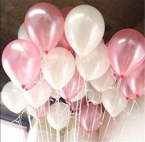 annodeel 50 pcs 12inch pink and white balloons, pearl latex balloons for girl birthday party wedding decorations romantic party