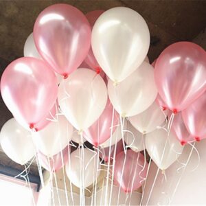 AnnoDeel 50 pcs 12inch Pink and White Balloons, Pearl Latex Balloons for Girl Birthday Party Wedding Decorations Romantic Party