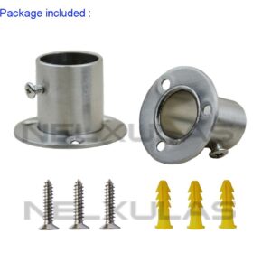 NELXULAS Stainless Steel Closet Rod Flange Holder for Pipe (AD2)