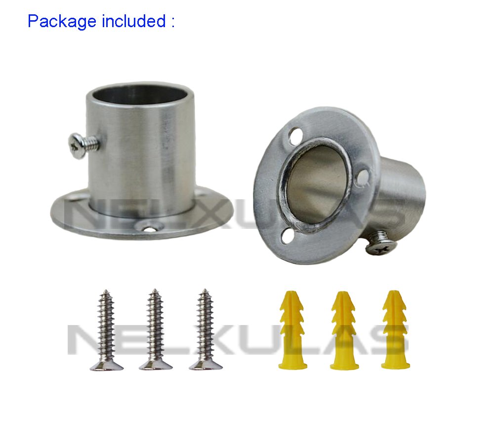 NELXULAS Stainless Steel Closet Rod Flange Holder for Pipe (AD2)