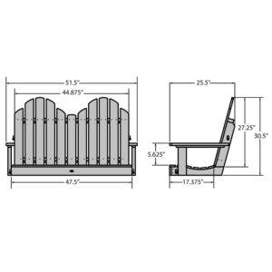 Highwood Classic Westport Adirondack Porch Swing, 4 Feet, White