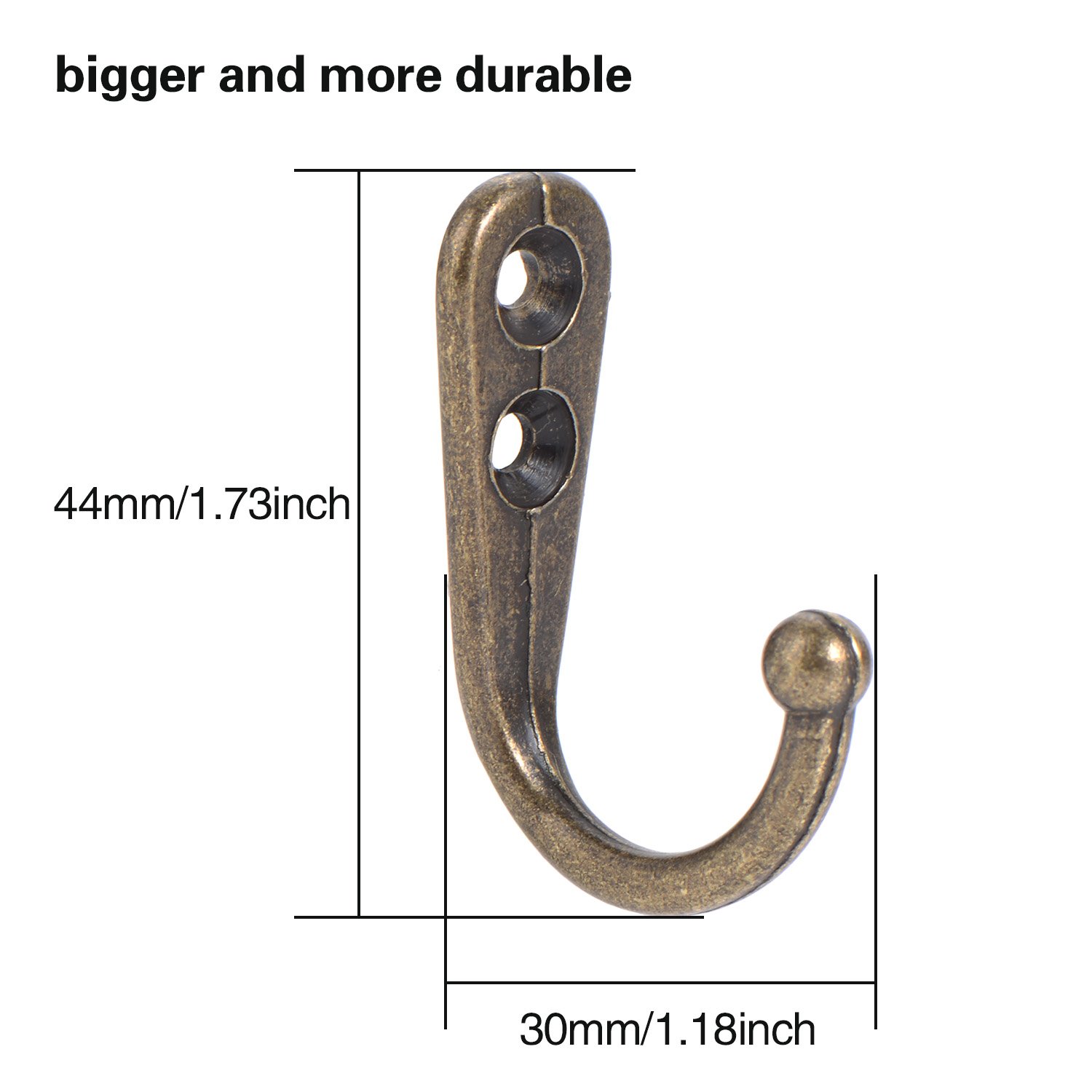 EBOOT 20 Pieces Wall Mounted Hook Robe Hooks Single Coat Hanger and 50 Pieces Screws (Bronze)