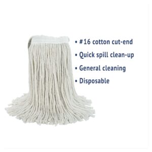 Boardwalk Cut-End Wet Mop Head, Cotton, #16, White, 12/Carton