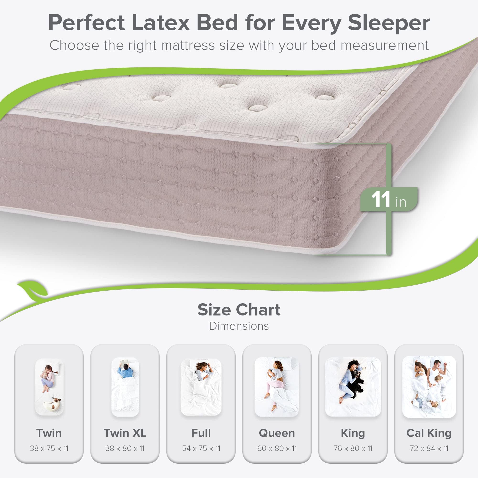 Eco Terra | Natural Latex | Luxury Hybrid Mattress | Medium Firm Mattress with Encased Coil Spring | Queen