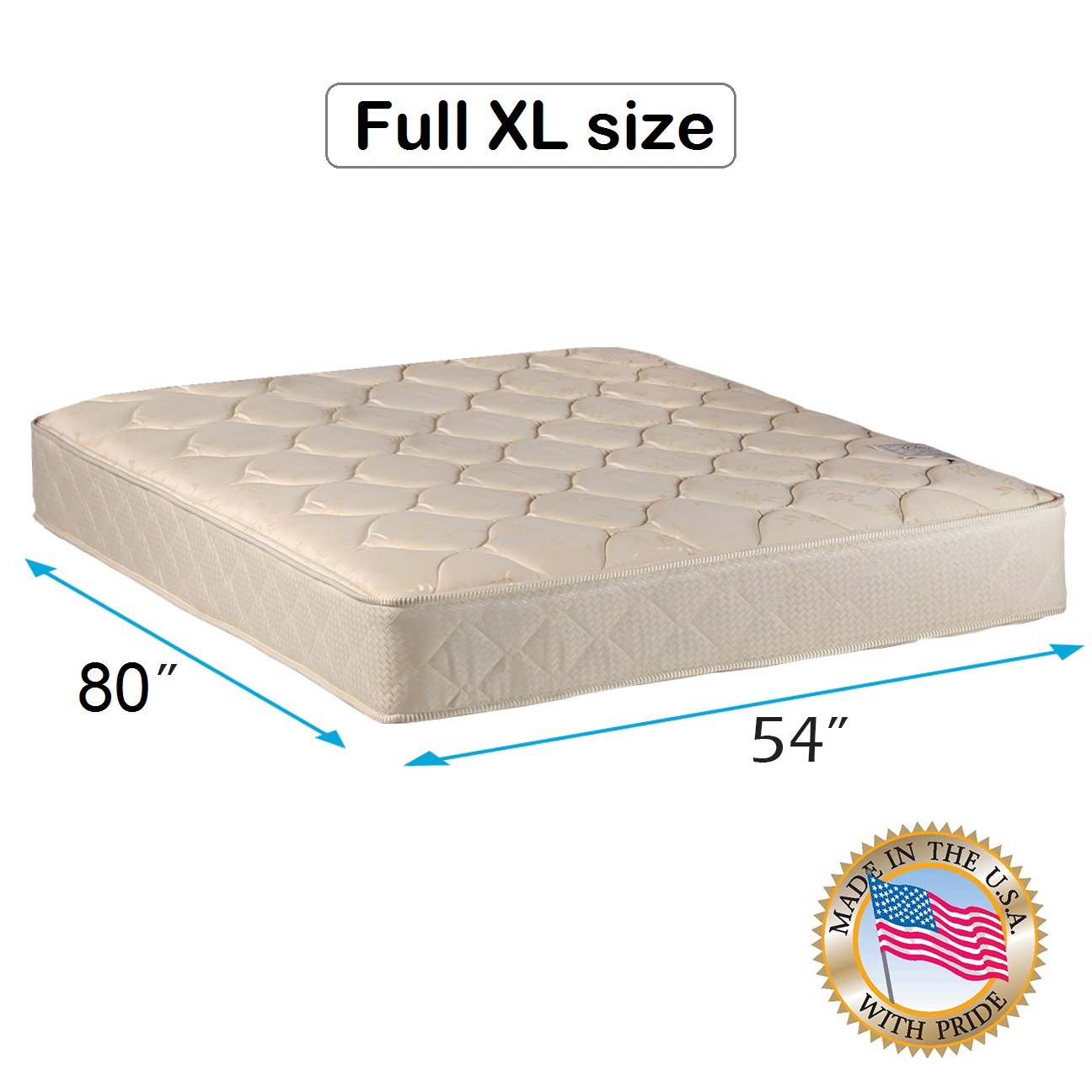 Dream Solutions USA Comfort Classic Gentle Firm (Full XL - 54"x80"x9") Mattress Only - Fully Assembled, Orthopedic, Good for Your Back, Long Lasting and 1 Sided