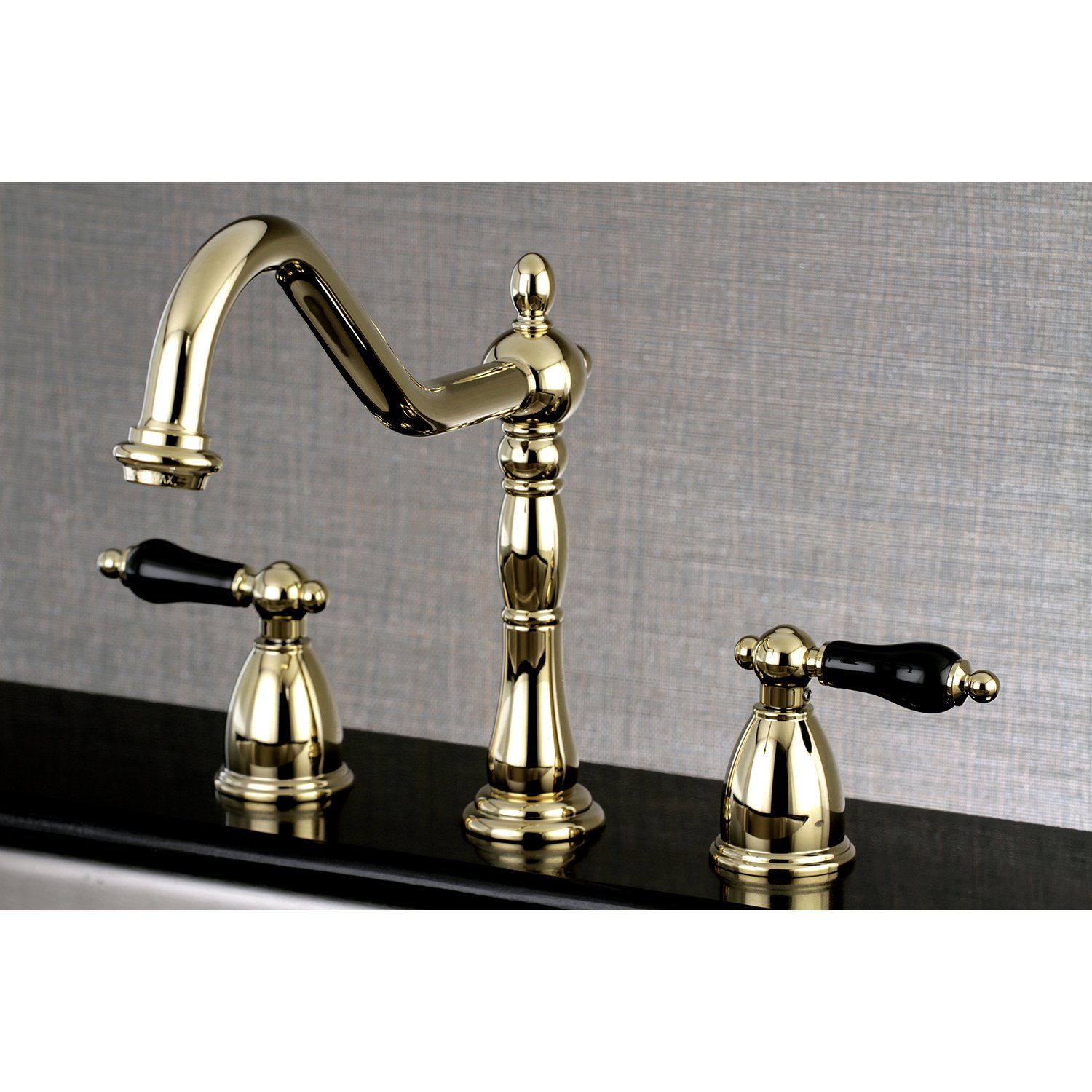 Kingston Brass KB1792PKLLS Duchess 8 inch To 16 inch Widespread Kitchen Faucet Less Sprayer, 8-1/4 inch In Spout Reach, Polished Brass