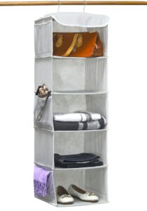 simple houseware 5 shelves hanging closet organizer, gray