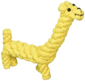 leppi tough dog teeth cleaning toys of cotton rope dental chew giraffe, yellow