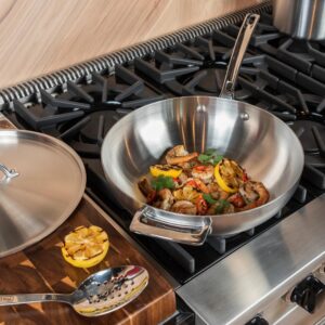 Viking Culinary Professional 5-Ply Stainless Steel Chef Pan, 12 Inch, Includes Steel Lid & Ergonomic Stay-Cool Handle, Dishwasher, Oven Safe, Works on All Cooktops including Induction