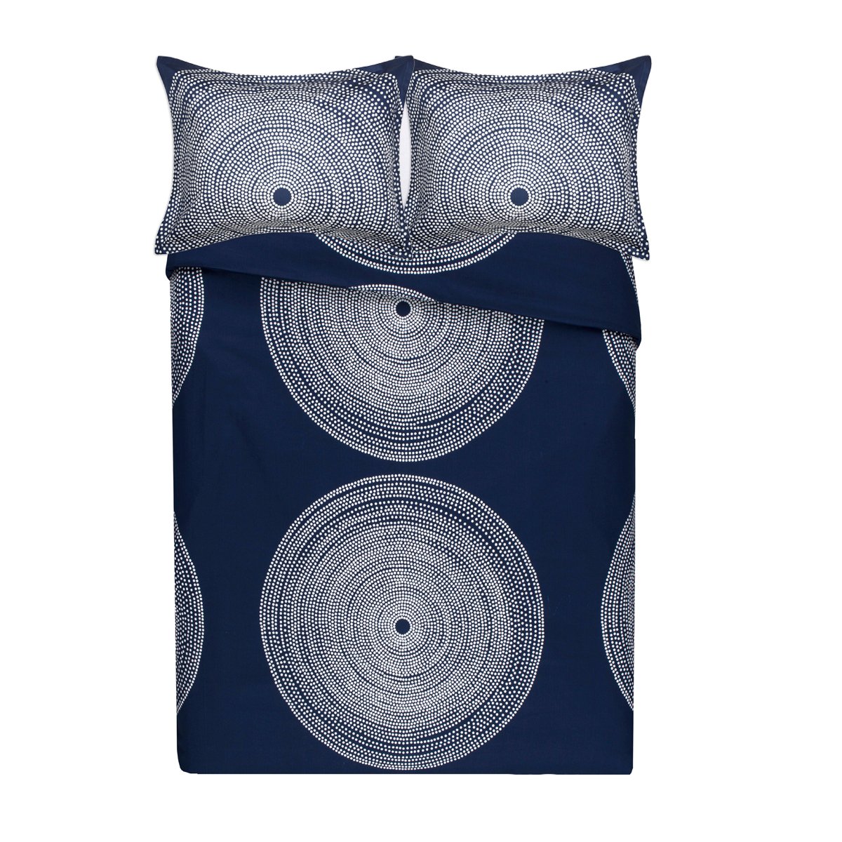 MARIMEKKO Duvet Cover Set Smooth Cotton Percale Bedding with Matching Sham, Lightweight Home Decor,3 Pieces, Queen, Fokus Navy