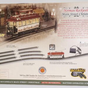 Bachmann Trains - Norman Rockwell's Main Street Christmas Battery Operated Auto Reversing Village Streetcar Set - On30 Scale - Runs on HO Track