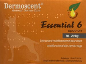 dermoscent essential 6 spot-on skin care for medium dogs 22-45 lbs, 4 tubes (10 - 20kg)