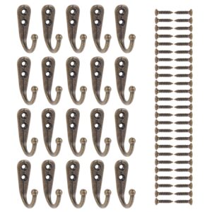 eboot 20 pieces wall mounted hook robe hooks single coat hanger and 50 pieces screws (bronze)