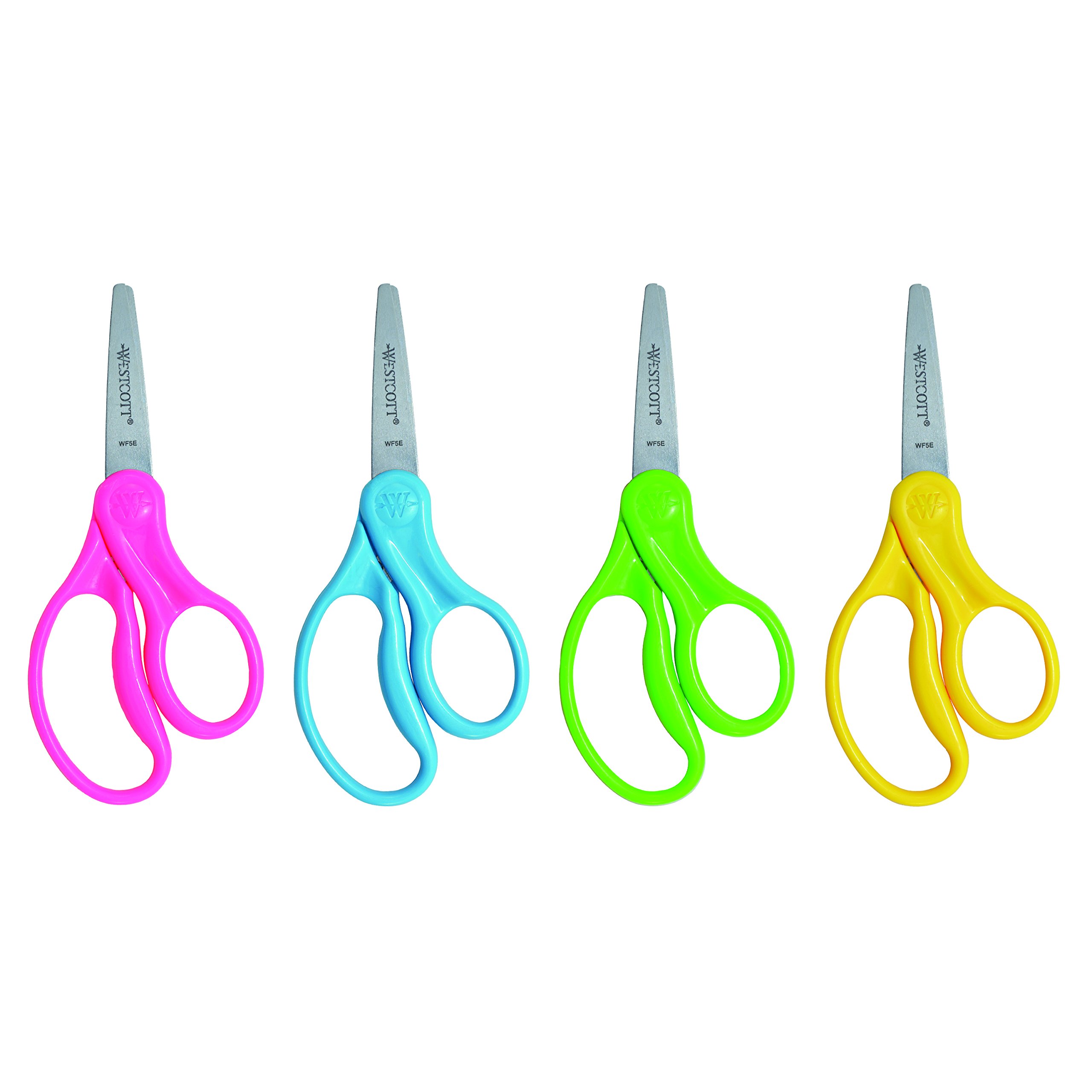 Westcott Scissors For Kids, 5’’ Pointed Safety Scissors, Assorted, 6 Pack (16455)