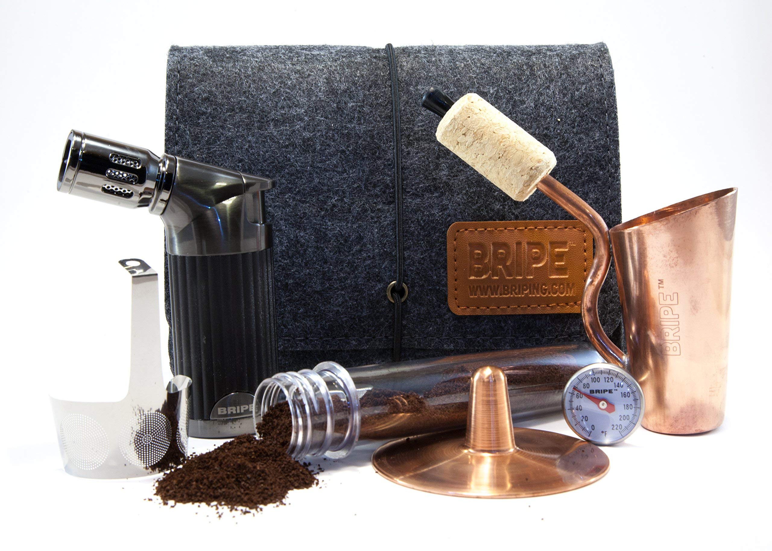 Bripe Coffee Brew Pipe Kit, Portable Espresso or Tea Maker for Traveling, Torch Lighter Included