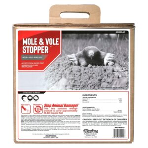 mole & vole stopper, granular animal repellent, all natural, effective all year round, safe for people and pets, no harsh chemicals, ready to use, mole & vole animal repellent - 40 lb. bulk