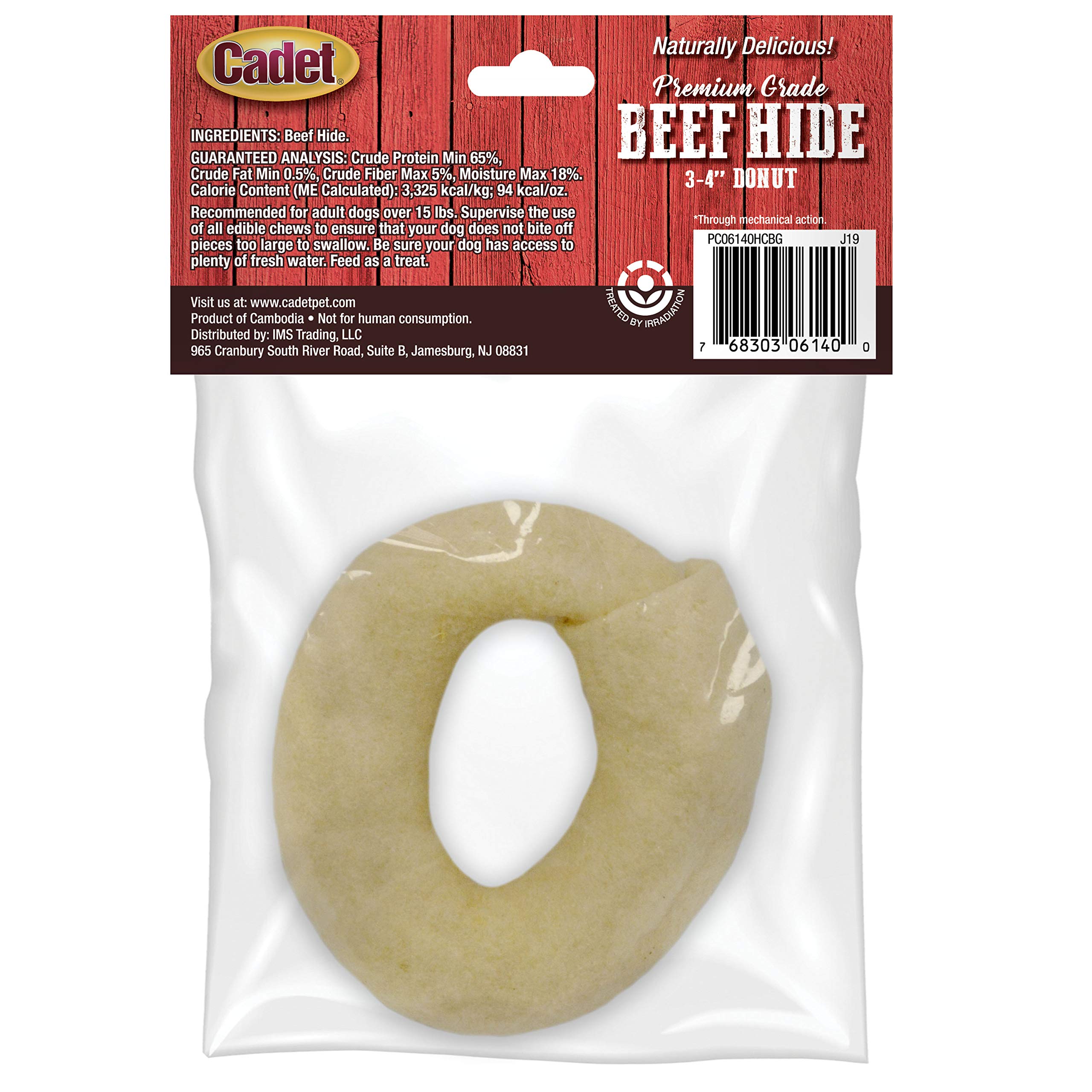 Cadet Premium Grade Beef Hide Donut for Dogs Donut Original 4"