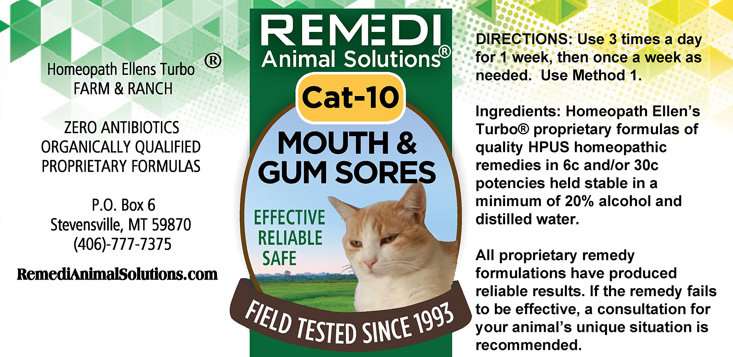 Homeopath Ellen's Turbo Cat-10 Mouth and Gum Sores by Remedi Animal Solutions ®