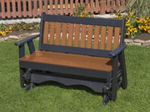 ecommersify inc 5ft-cedar-poly lumber mission porch glider heavy duty everlasting polytuf hdpe - made in usa - amish crafted