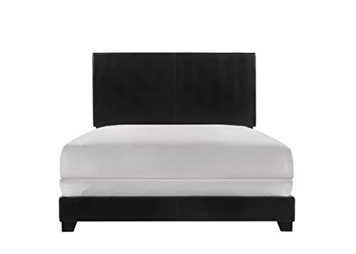 Crown Mark Erin Upholstered Panel Bed in Black, Full