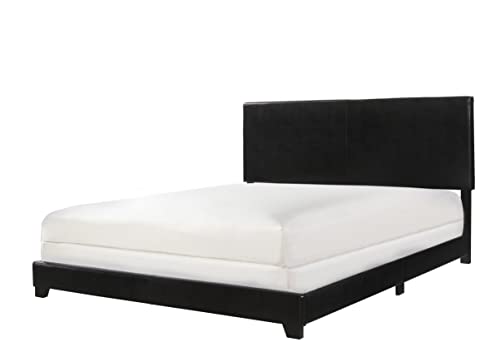 Crown Mark Erin Upholstered Panel Bed in Black, Full