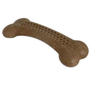 pet qwerks flavorit wood barkbone - fillable dog bone for moderate chewers - mint flavor - 6.75"