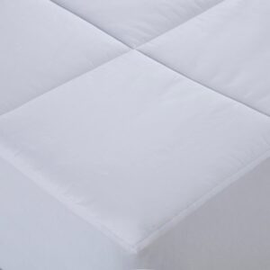 cottonpure 500 thread count sustainable overfilled self-cooling 100% cotton fill and cover mattress pad, queen, white