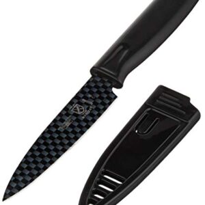 Mercer Culinary Non-Stick Paring Knife with ABS Sheath, 4 Inch, Black, 1 Pack