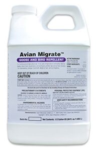 avian migrate goose deterrent, bird repellent concentrate, geese repellent, non-toxic, made in the usa, removes geese from beaches, yards, ponds, parks and ground (1/2 gallon)