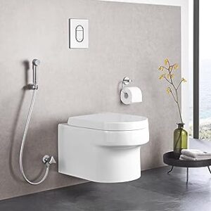 GROHE Vitalio Trigger Spray 30 - Wall Holder Set with Trigger Control Hand Shower (Hand Shower 36mm, TwistFree Shower Hose 1.25m, Wall Shower Holder 40mm), High Pressure Min. 1.0 Bar, Chrome, 26175001