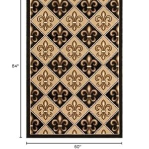 PRO RUGS Fleur DE LIS New Orleans Design Modern Area Rug (5 FEET X 7 FEET)