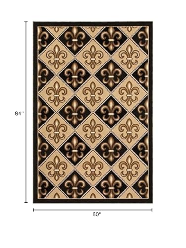 PRO RUGS Fleur DE LIS New Orleans Design Modern Area Rug (5 FEET X 7 FEET)