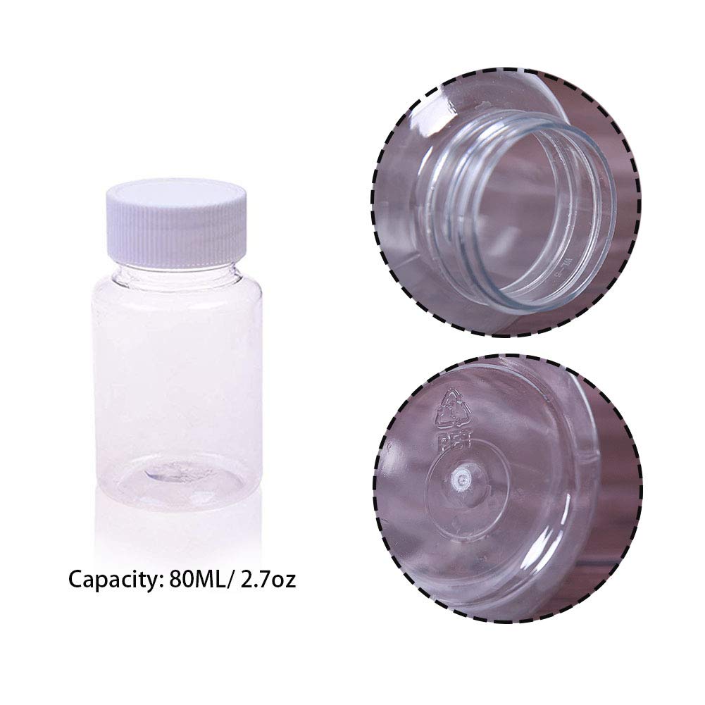 Bluecell 10 pcs Plastic Clear Empty Plastic Solid Powder Medicine Pill Cylindrical Chemical Container Reagent Bottle 80ml Product Name