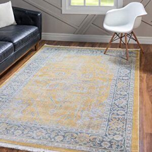 Unique Loom Baracoa Collection Area Rug - Prado (5' 5" x 8' Rectangle, Yellow/ Ivory)