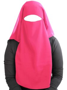 mybatua 3 layers saudi niqab in breathable georgette, wholesale price, 1pc face veil nq-003 (sweet pink)