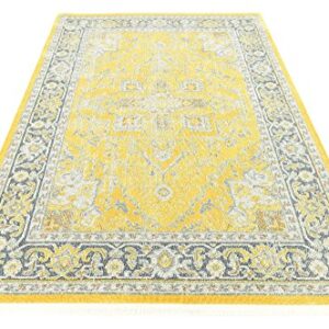 Unique Loom Baracoa Collection Area Rug - Prado (5' 5" x 8' Rectangle, Yellow/ Ivory)