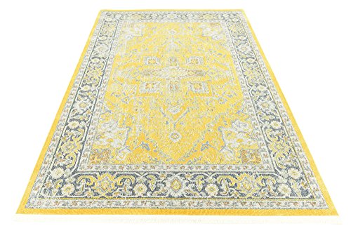 Unique Loom Baracoa Collection Area Rug - Prado (5' 5" x 8' Rectangle, Yellow/ Ivory)