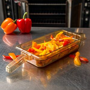 Carlisle FoodService Products 30860HH13 StorPlus High Heat Food Pan With 2 Handles, 2.5" Deep, Third Size, Amber, 1/3 Size (Pack of 6)