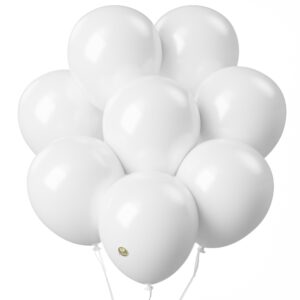 afterloon® biodegradable balloons 100 pcs white 10 inch, matte color thickened extra strong latex helium float, for baby shower gender reveal garland arch wedding birthday party decorations